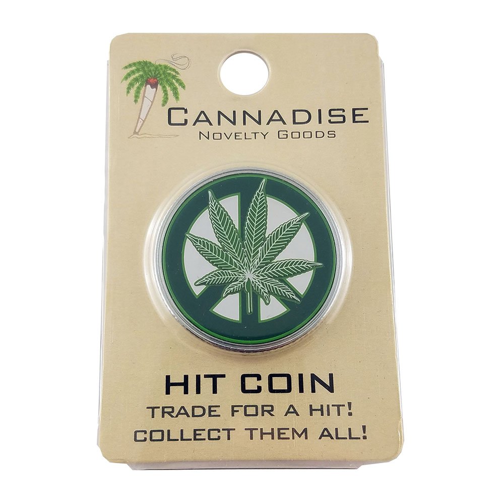 Marijuana Pot Leaf Peace Sign Metal Collectible Coin