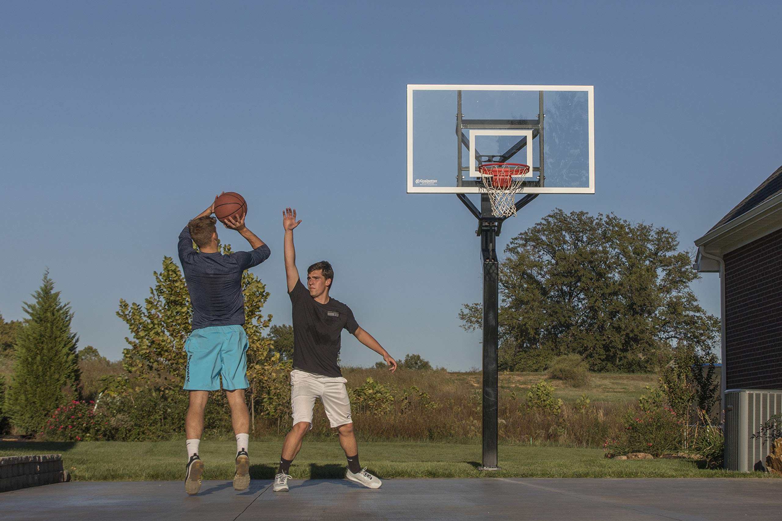 Goalsetter MVP 72" Acrylic In-Ground Height Adjustable Basketball Hoop System with Double Static Rim, Black (SS46072A2)