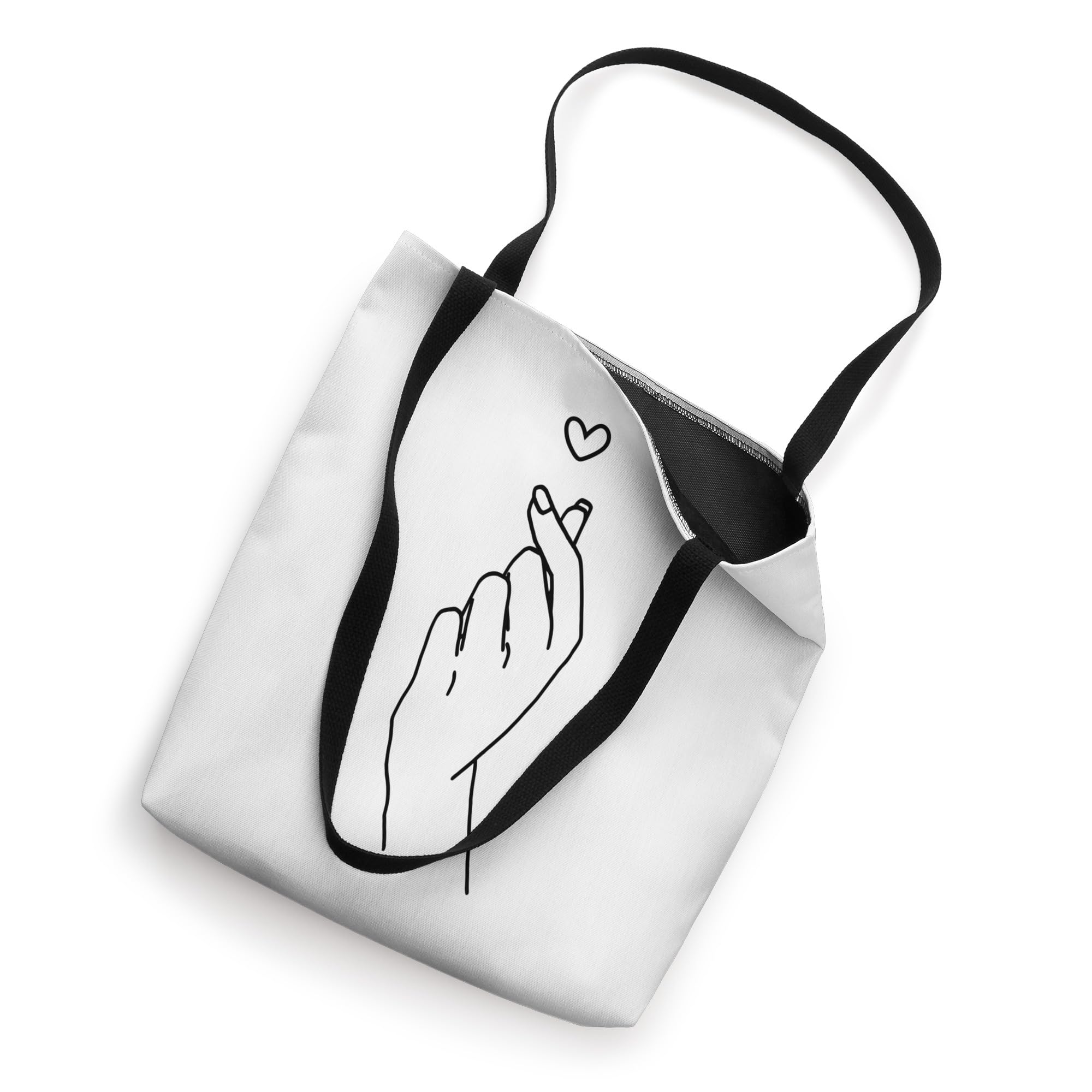 Korean Finger Heart Hand Saranghae Kpop Fashion Women Outfit Tote Bag