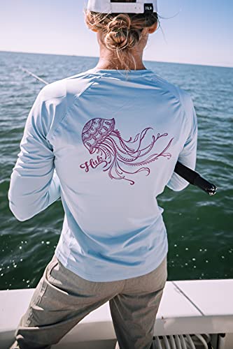 HUK Women's Pursuit Long Sleeve Performance Shirt + Sun Protection, Jelly-Ice Blue, X-Small