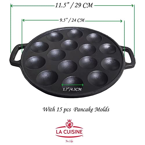 La Cuisine Pancake Pan Poffertjes Takoyaki Aebleskiver Ebelskiver Pan โ Cast Iron with Porcelain Enamel Coating. Compatible with all cook tops including Induction Stove.