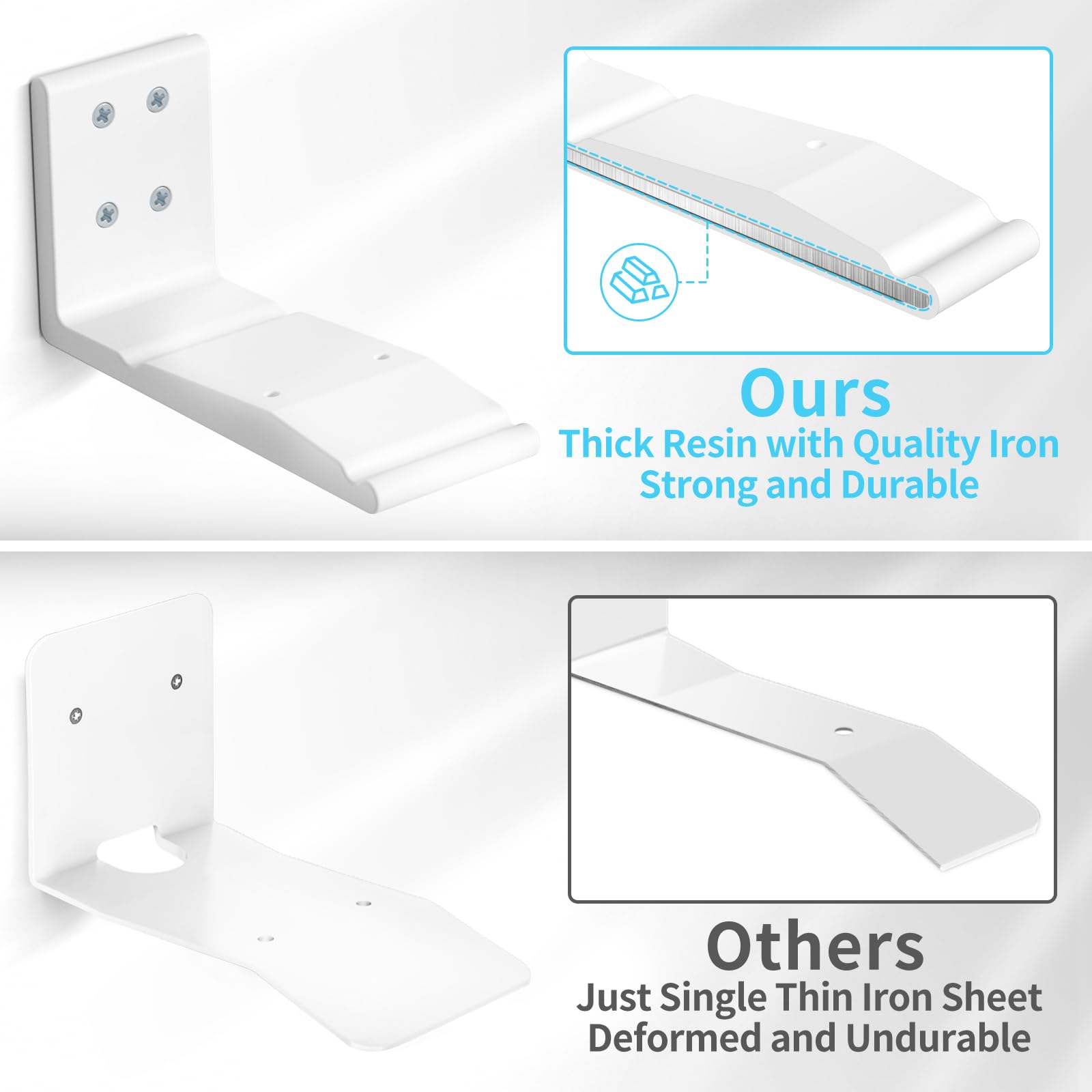 Heavy-duty Metal Speaker Mount for Sonos Era 300 Wall Mount Bracket - Space Saving Speaker Wall Mount Shelf Compatible with Sonos Era 300 Mount for Better Sound, White