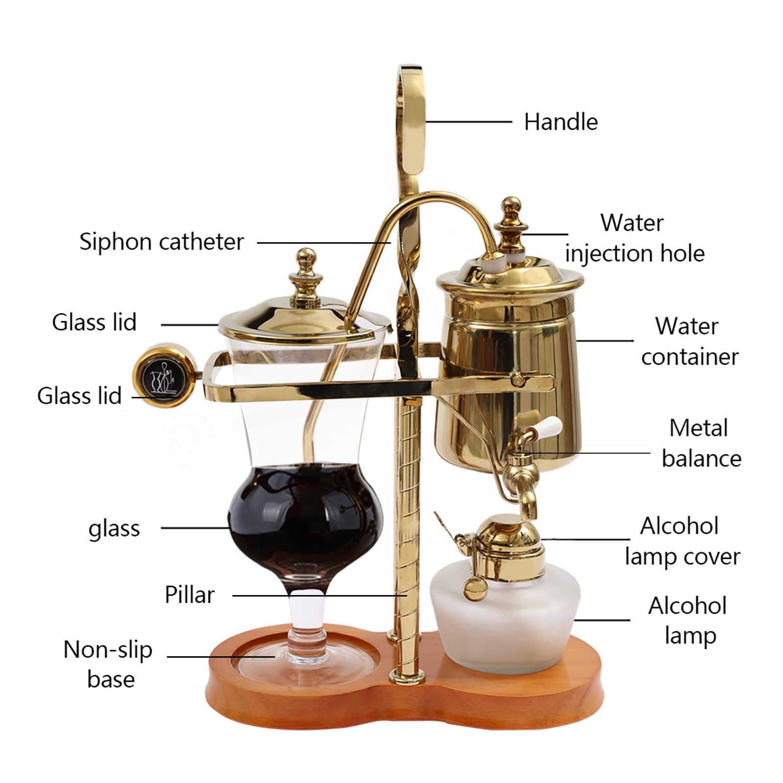 Goudergo Retro Coffee Machines,Espresso Machine,Gold Syphon Coffee Brewer for Home & Office & Coffee Shop