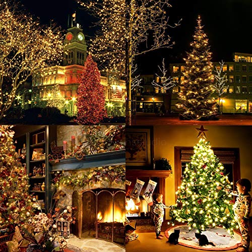 Indoor Christmas String Lights - 220 LEDs 82ft/25m Memory Function 8 Modes End-to-End Plug in Outdoor Waterproof Decorative Fairy Twinkle Xmas Lights for New Year/Tree/Wedding/Patio/Home - Warm White