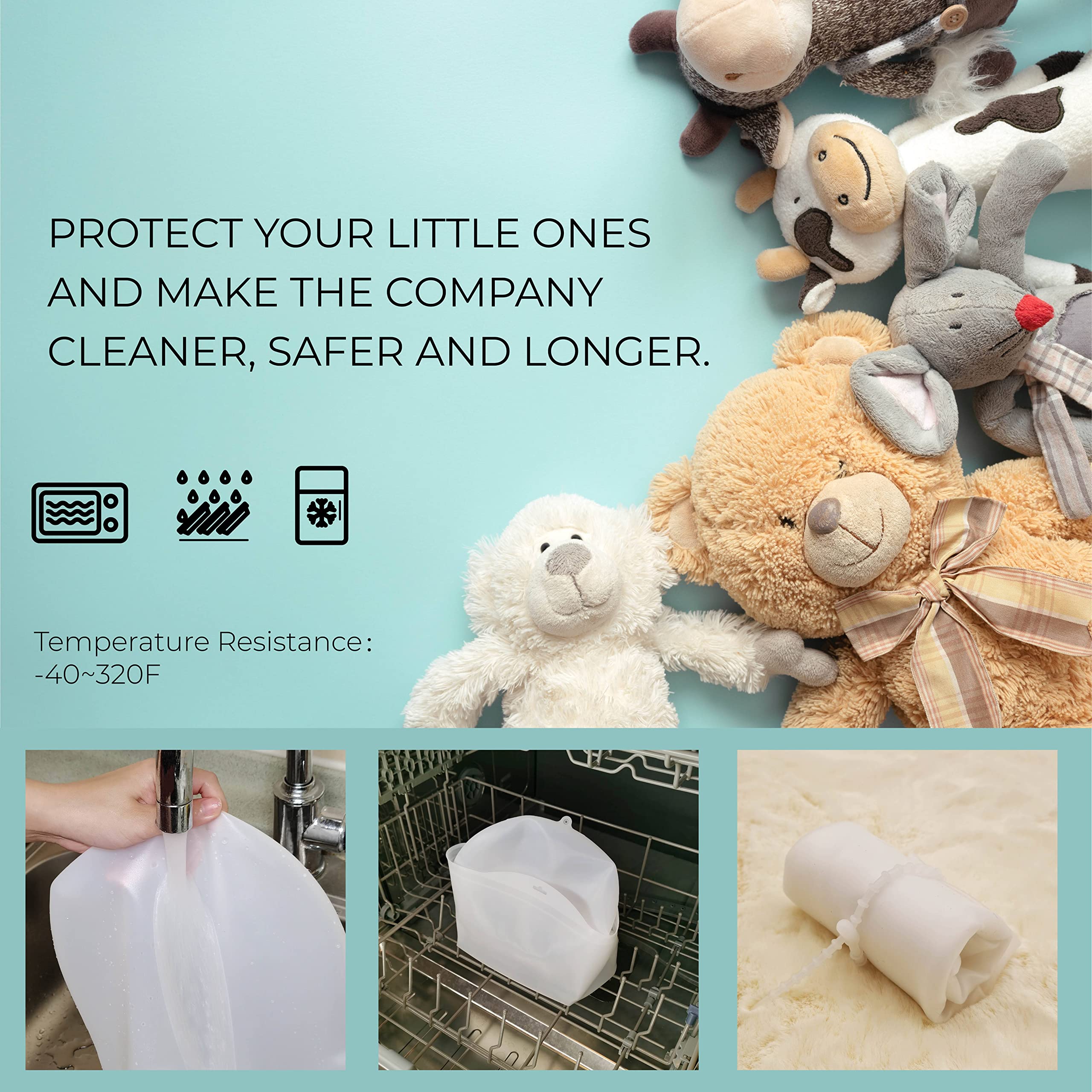 LikePile Stain and Odor Resistant Silicone Microwave Bag for Weighted Stuffed Animals*, Reusable Plush Toy Waterproof Protector | Heating Pad Dishwasher Safe Refrigerator Safe