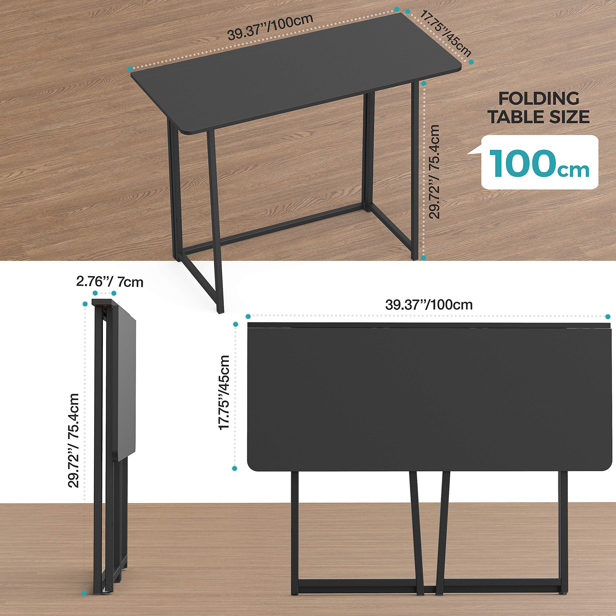 HC-RET 39.37" Foldable Home Office Desk Folding Desk No-Assembly Small Computer Desk.