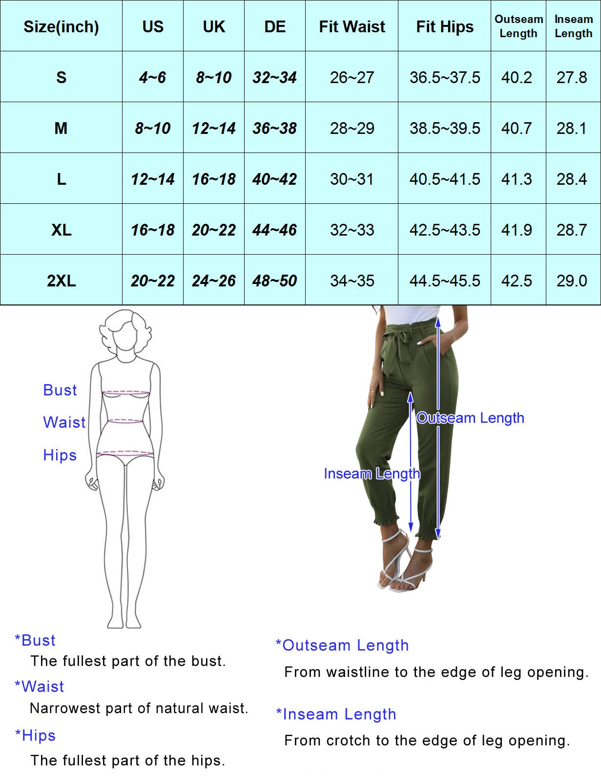 GRACE KARIN Trousers for Women High Waist Self Tie Belt Basic Solid Work Pants Pink S