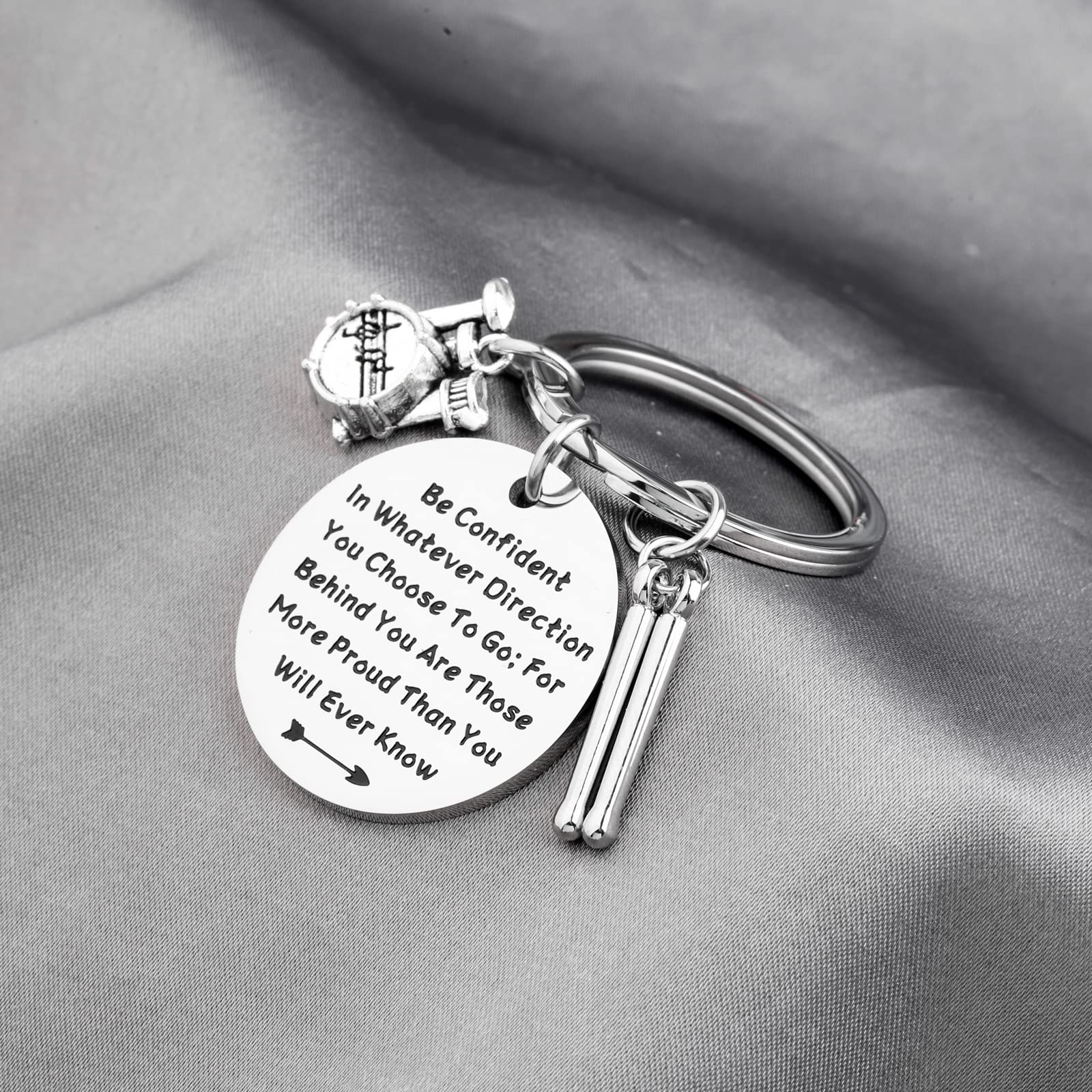 LQRI Drum Keychain Drummer Gifts Drum Kit New Percussionist Gift Percussion Jewelry Drum Player Band Gifts (silver)