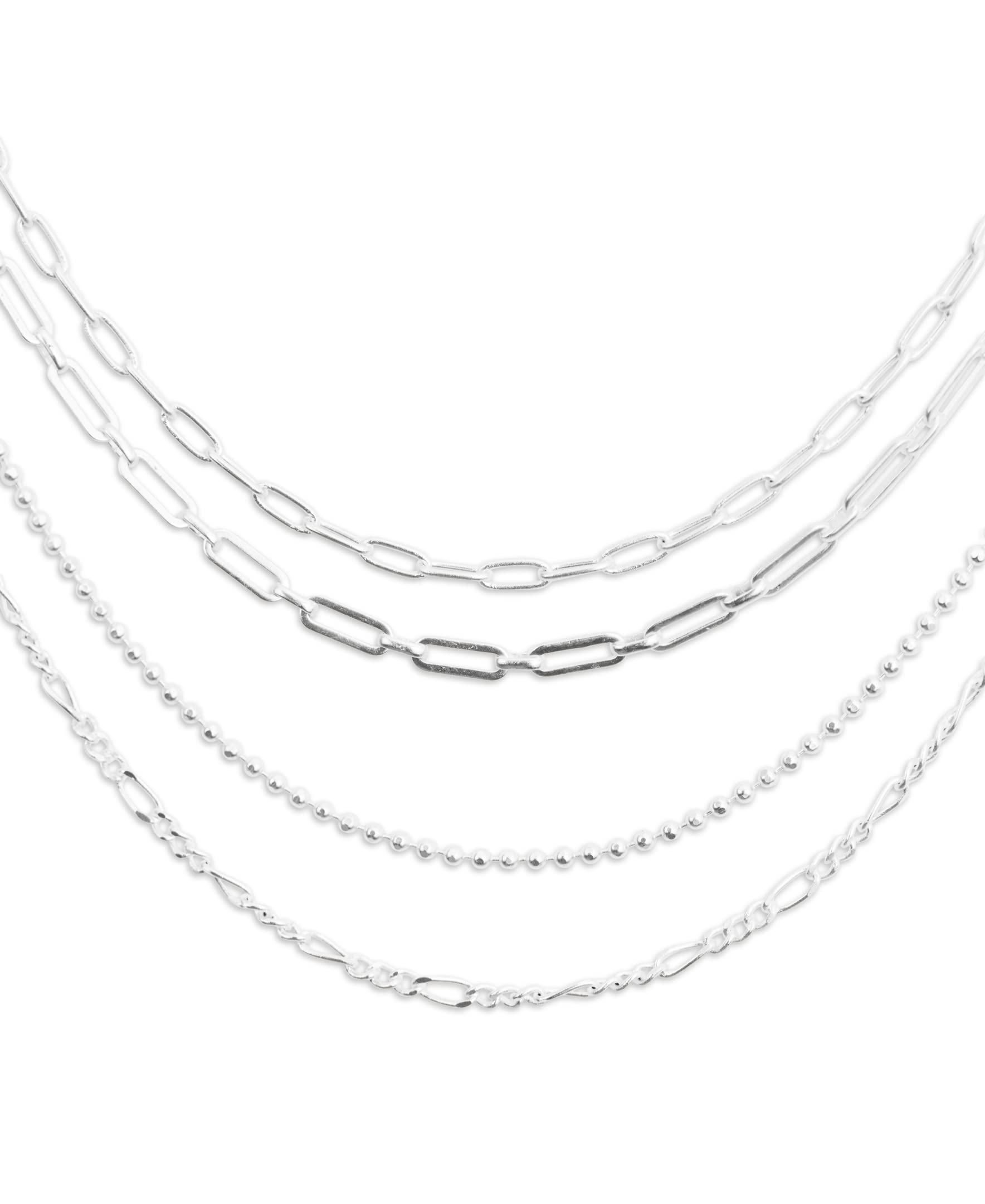 Lucky Brand Multi Chain Layer Necklace,Silver,One Size