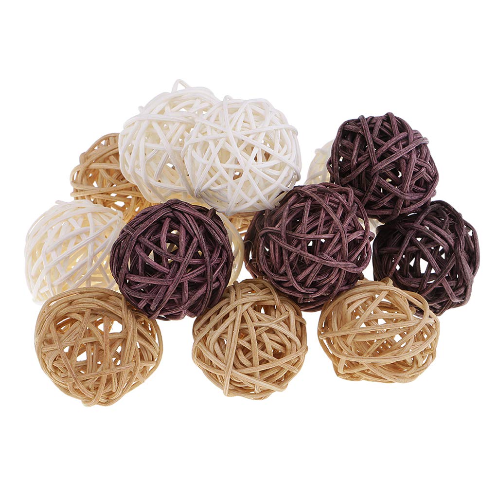 Harilla 50pcs Wicker Rattan Balls Decorative Orbs Vase Fillers, Wicker Balls for Decorating, Wedding Ceremony, Bridal Shower Party, Home Garden Decoration