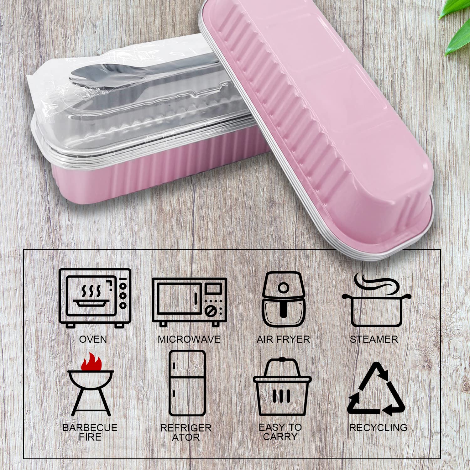 LNYZQUS Mini Loaf Pans With Lids 50 Pack, 6.8oz Rectangle Aluminum Foil Baking Pans Tins Containers,Disposable Ramekins Baking Cups Muffin Tins Cupcake Cups For Mini Cake Bread Loaf -Pink