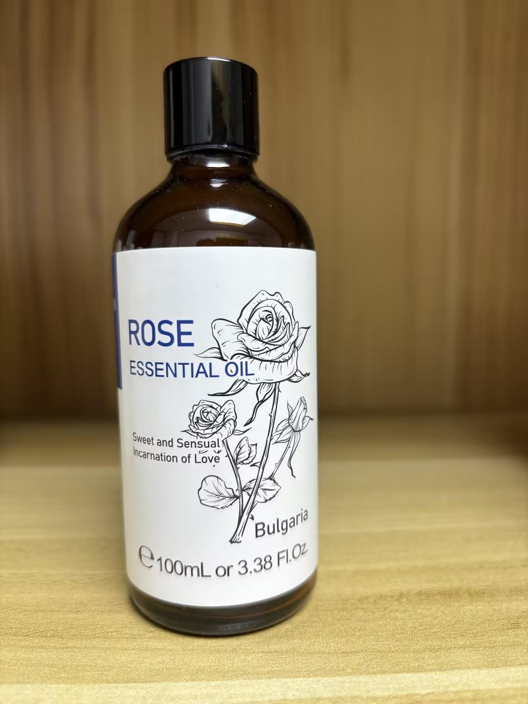 HIQILI Rose Essential Oil 3.38 Fl Oz, 100% Pure Natural for Aromatherapy, Diffuser, Skin Care, Massage, Includes Premium Quality Glass Dropper