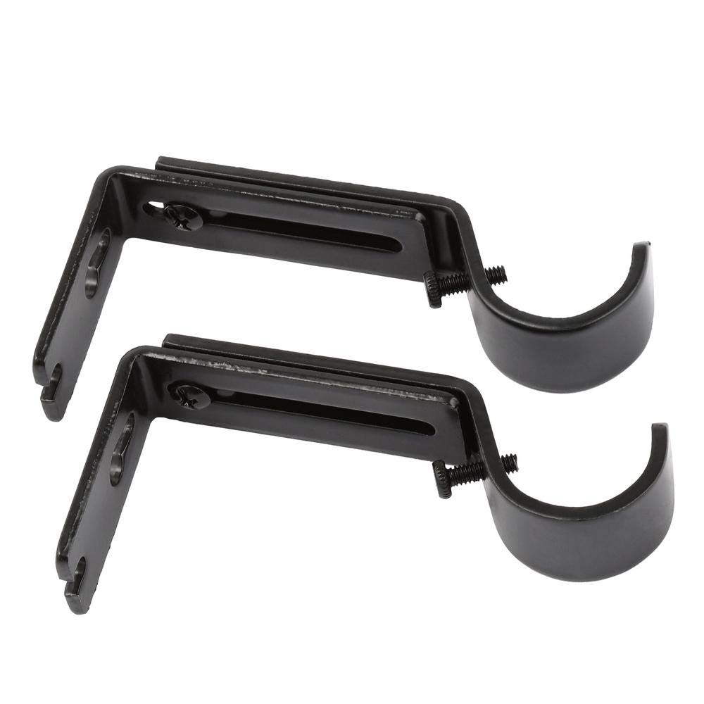 Home Decorators Collection 72 in. L to 144 in. L Telescoping 1 in. Single Curtain Rod Kit in Matte Black