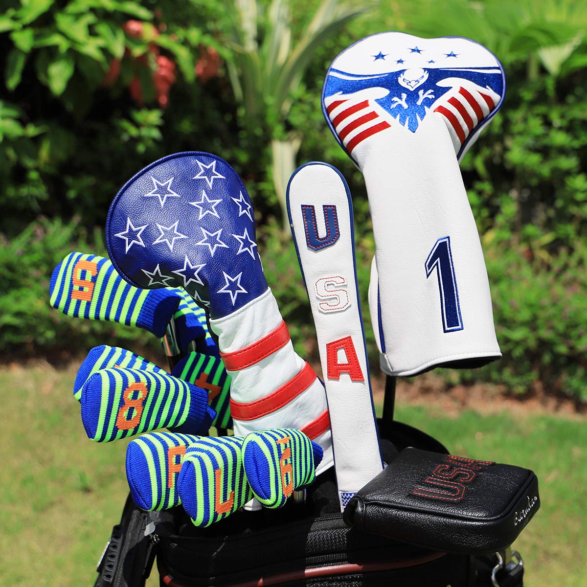 Golf Iron Covers,Golf Iron Head Covers Knitted Golf Iron Covers Set 10pcs Golf Iron Headcovers,Golf Club Head Covers for Iron Fits Titleist,Callaway,Ping,Taylormade