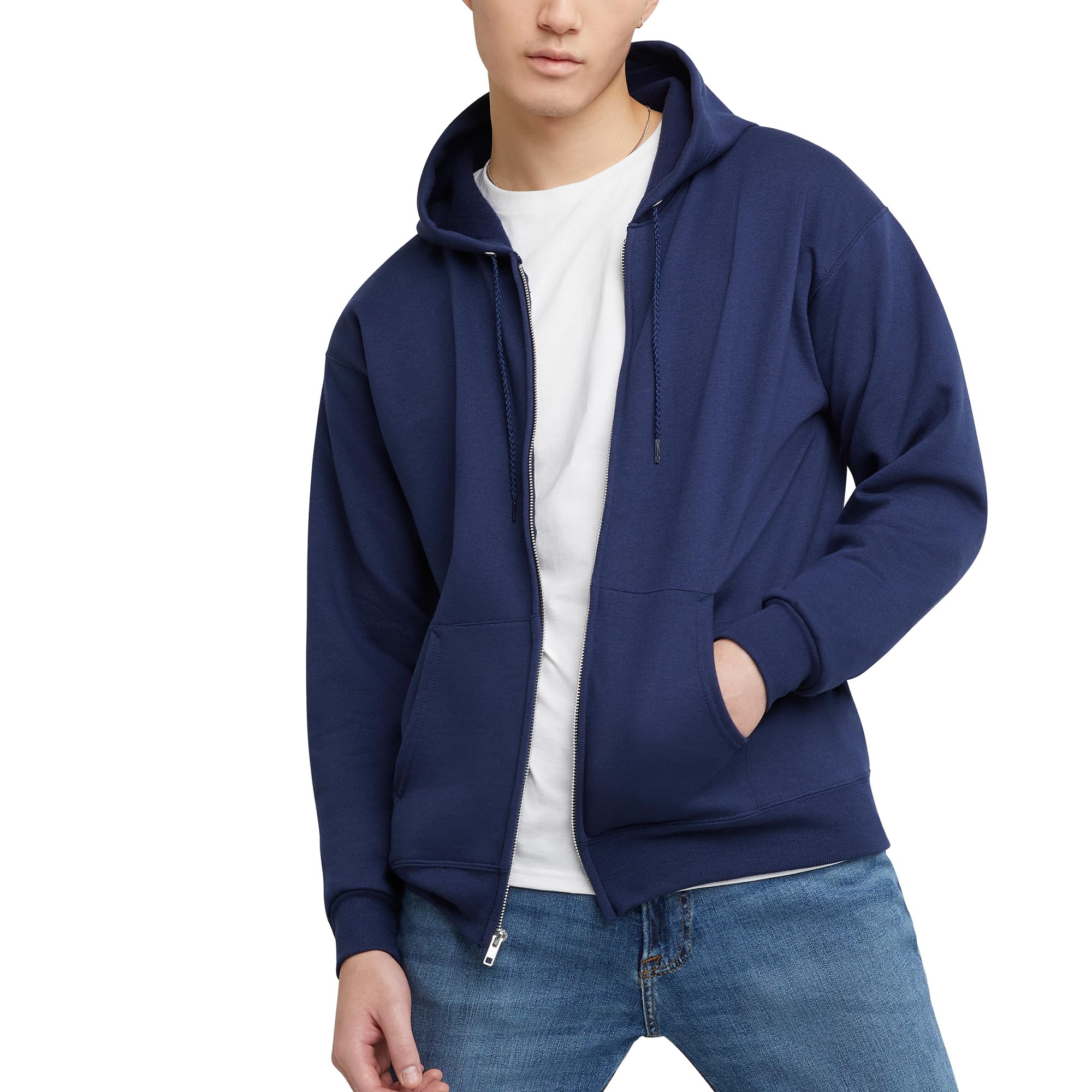 Hanes Men's Full-Zip Eco-Smart Hoodie, Navy, X-Large