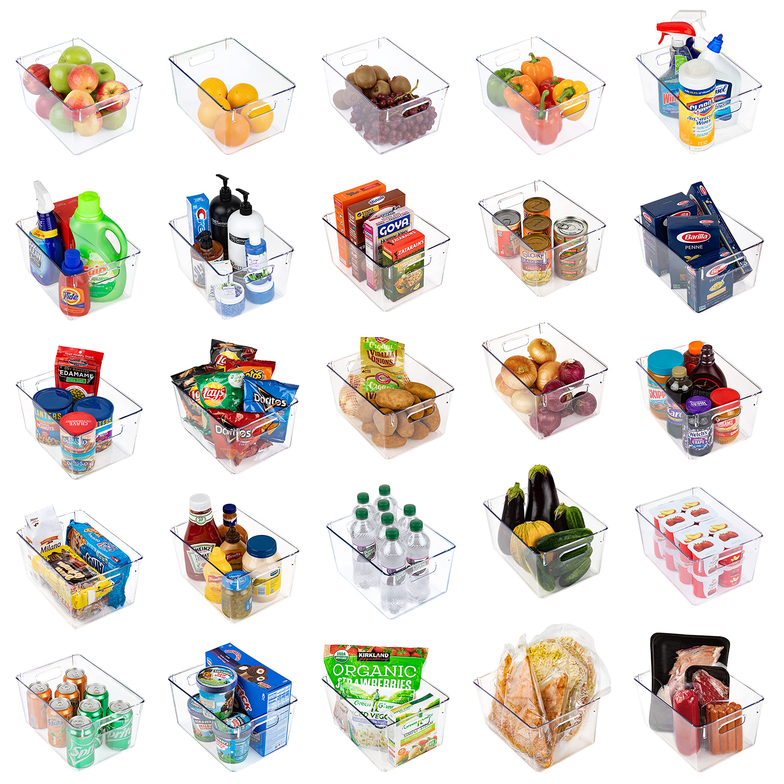Homeries Pantry Organizer, Clear Storage Bins, for Kitchen, Pantry, Cabinets, for Storing Packets, Spices, Sauce, Snacks, Cans 11βx8βx6β (Pack Of 6)