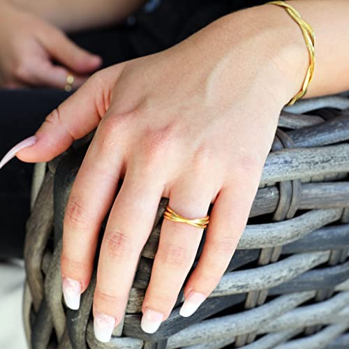 Luminava - Interlocking Fidget Ring - Anxiety Ring For Women - Spinner Ring - Sizes 6,7,8,9 in PVD Coated Rose Gold Silver and Gold Stainless Steel - Stackable Rings (Gold, 9)