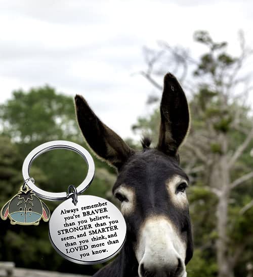 KUIYAI Donkey Quote Gift Always Remember Braver Stronger Smarter Loved Keyring Donkey Mom Dad Gift Donkey Lovers Gift For BFF (DonkeyAlwaysK)