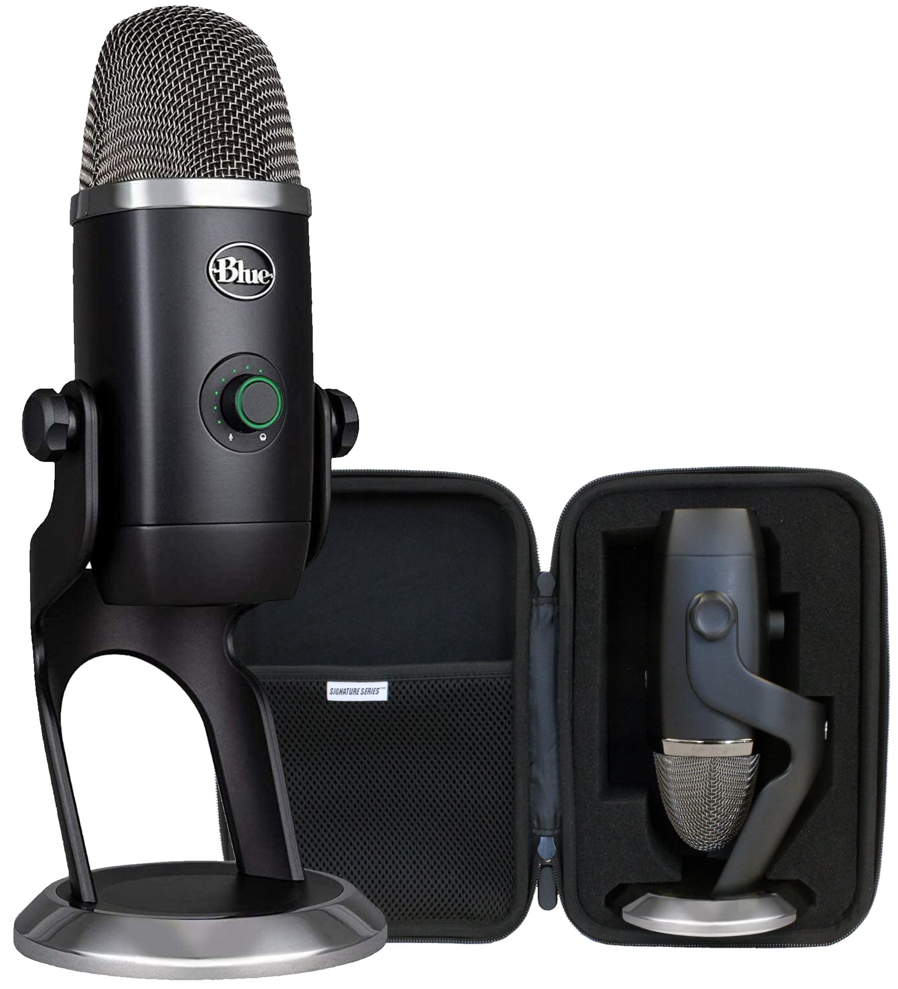 Logitech for Creators Blue Yeti X Professional USB Condenser Microphone for PC, Mac, Gaming, Recording, Streaming, Podcasting, Pro Computer Mic, Black with Signature Series EVA Waterproof Travel Case