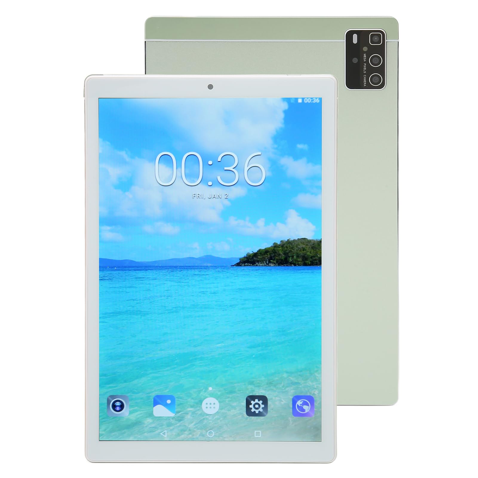 Honio HD Tablet, 10.1 Inch HD Tablet Front 5MP Rear 8MP Octacore Processor USB C Port US Plug 100β240V Support 5G WiFi (Green)