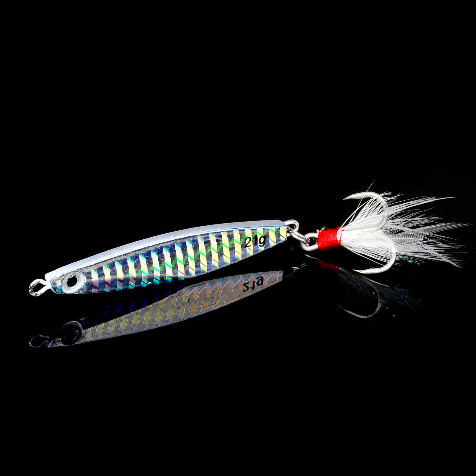 JD Tackle Freshwater/Saltwater Fishing Metal Jig Flat Fall with Treble Hook Lure 2.5IN 21G / 0.74OZ - 7 Pieces