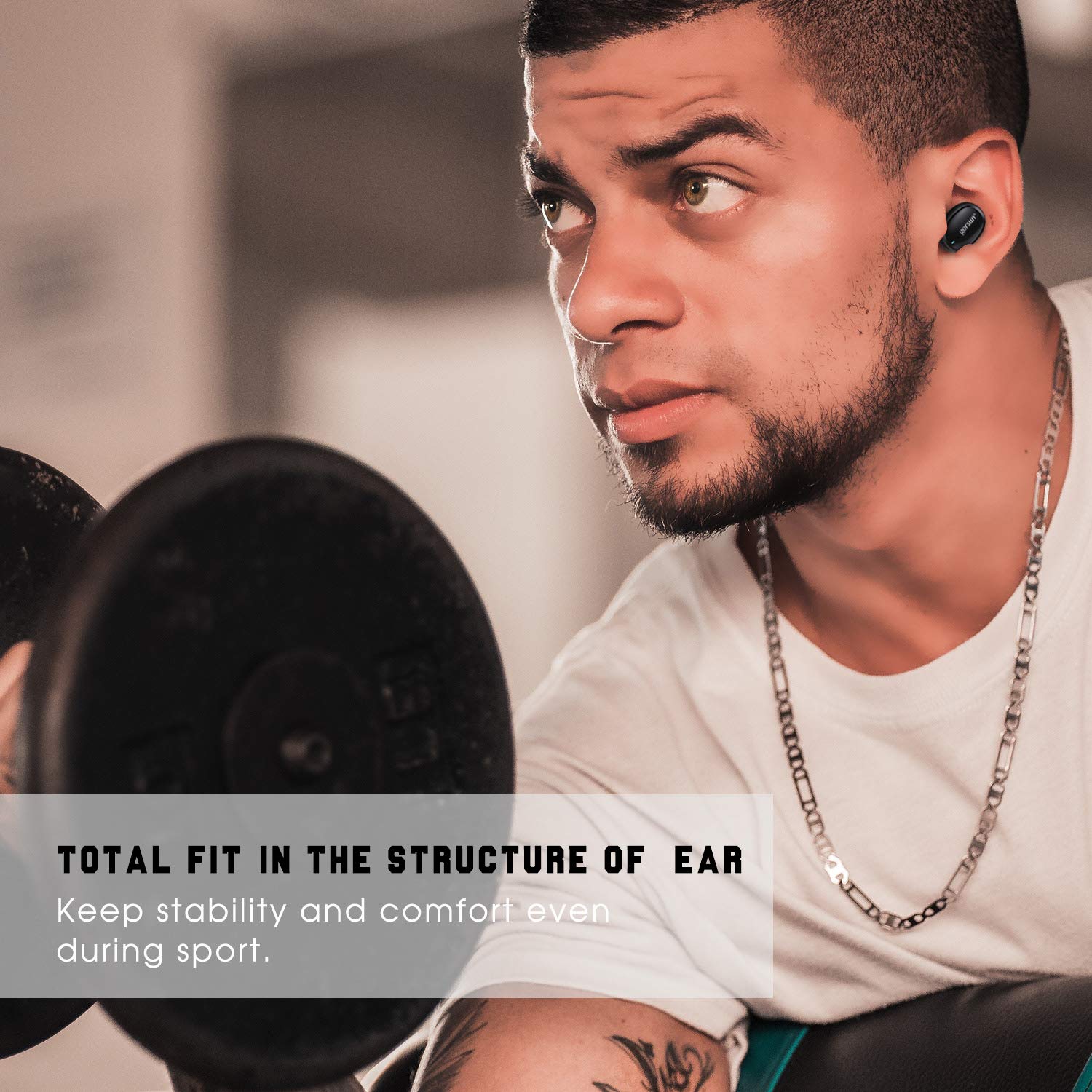 gorsun 【100 Hrs Playtime】 True Wireless Earbuds Bluetooth Headphones with Built-in Microphone, Waterproof TWS Stereo Earphones with LED Display Charging Case,Touch Control Headset for Sport