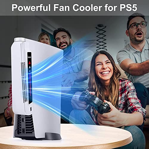 Linkstyle Upgraded PS5 Cooling Fan, for PS5 Accessories with 3 Level Adjustable Fan, LED Indicator and Controller USB Port Compatible with Playstation 5 Disc & Digital Edition Console
