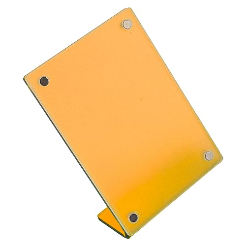 Jiawu Slanted Back Photo Frame, Self Standing Photo Frame Acrylic Multi Purpose Simple Operation for Office for Celebrity Mini Cards (Orange)