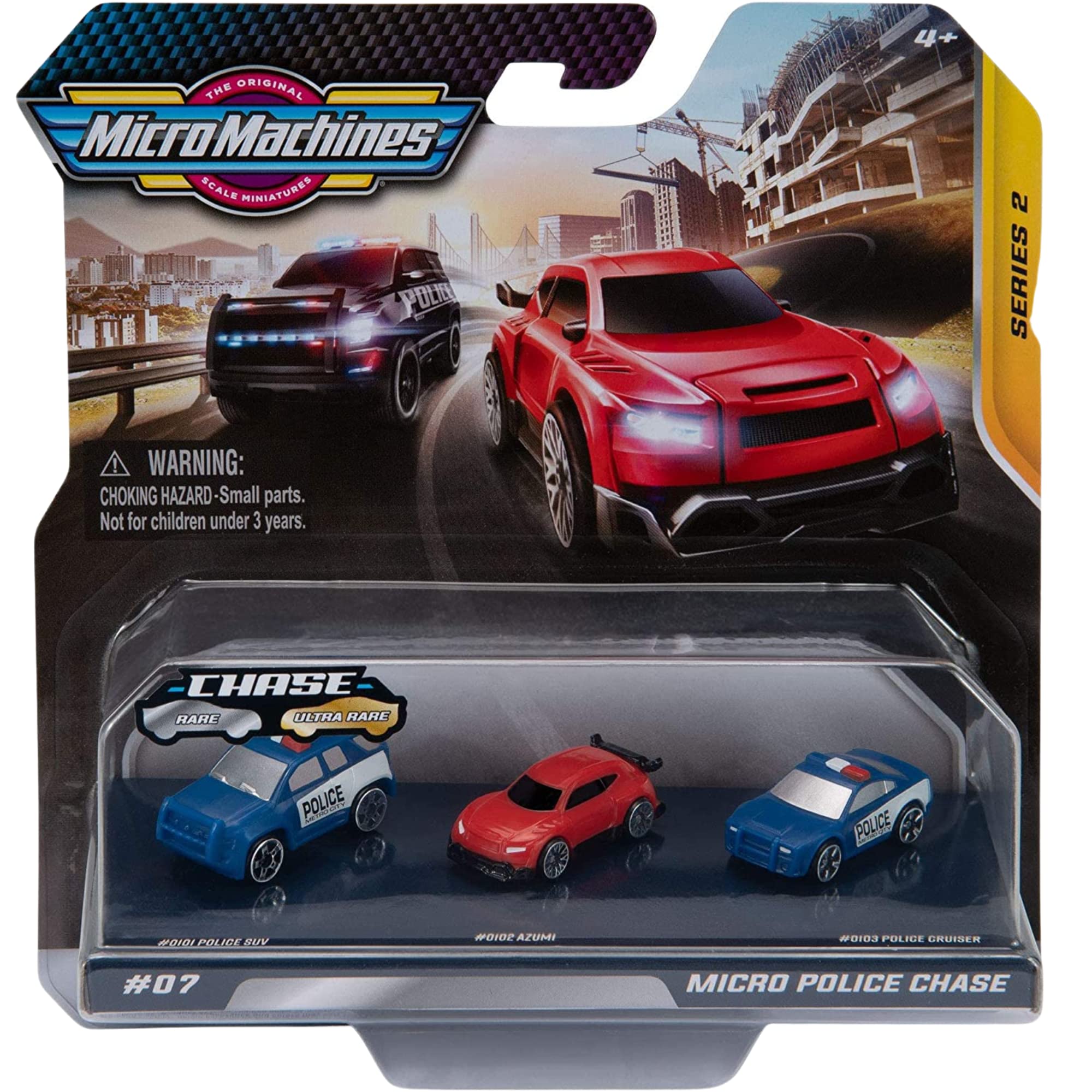 Micro Machines Series 2 & 3 Twin Packs - 6 Car Bundles - (0191 Ultimate Exotics #9 & 0011 Micro Police Chase #07)