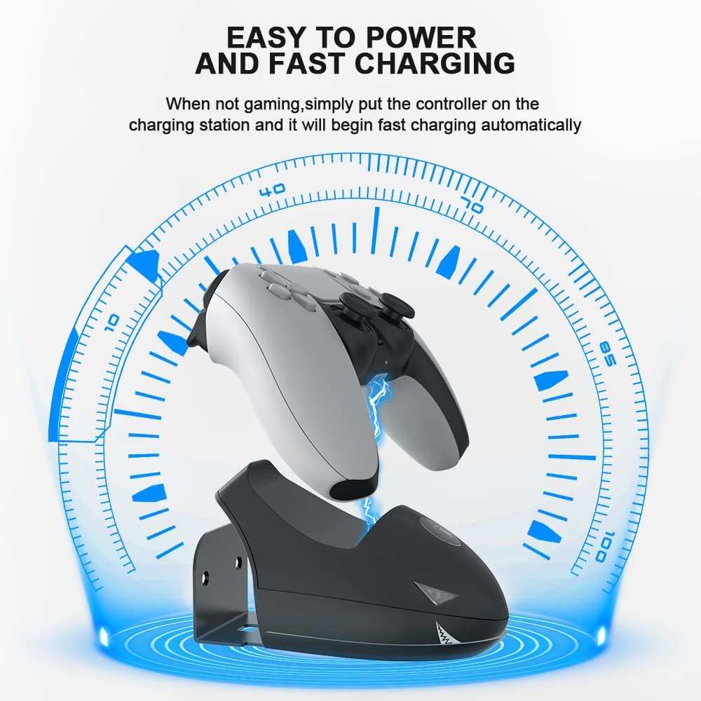 JDDWIN P5 Controller Charging Stand,with Unique Shape,Supports Wall Mount,Compatible with P5 Controller,P5 DualSense Controller Charging Station,Fast P5 DualSense Charging with LED Indicator