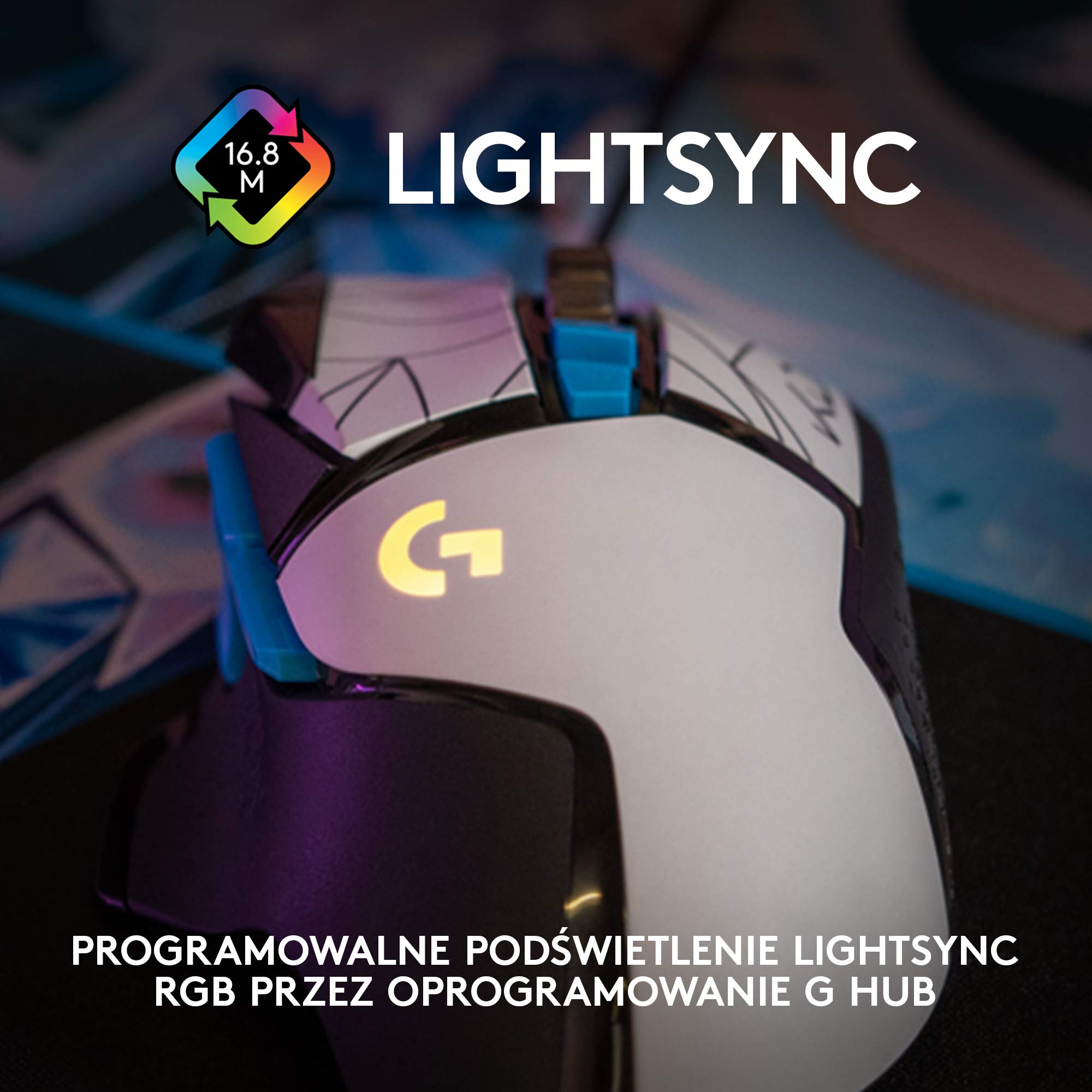 Logitech G502 HERO K/DA High Performance Wired Gaming Mouse, HERO 25K, LIGHTSYNC RGB, 11 Programmable Buttons, On-Board Memory, Official League of Legends Gaming Gear - White (Renewed)
