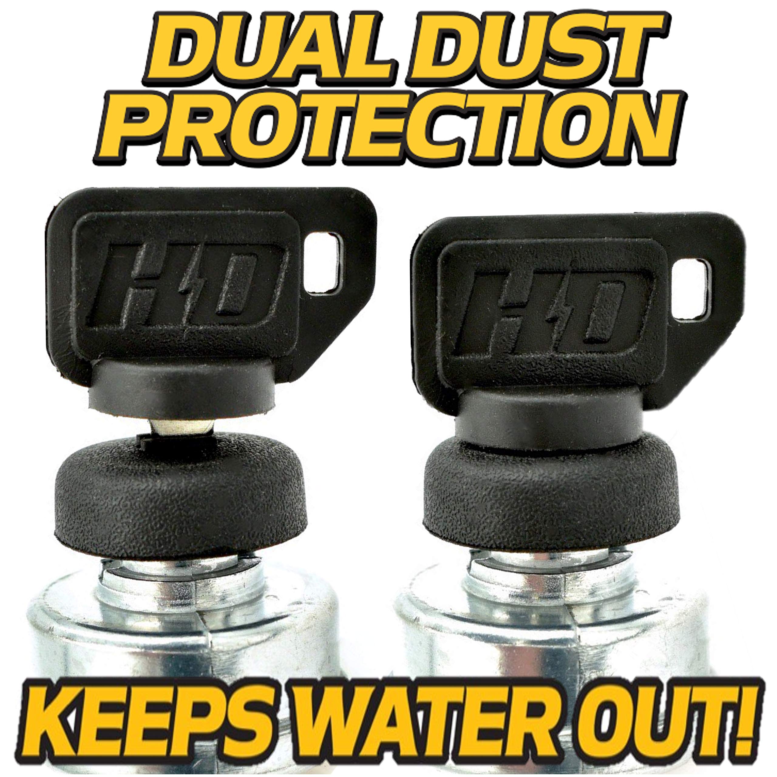 HD Switch Starter Ignition Switch Replaces John Deere AM119111, STX38 (Black Deck) STX46, Sabre Scotts S1642 SN#0-035000 S1742, S2046 SN#0-30000 - Ultimate Dual Protection Upgrade - 2 Keys & Carabiner