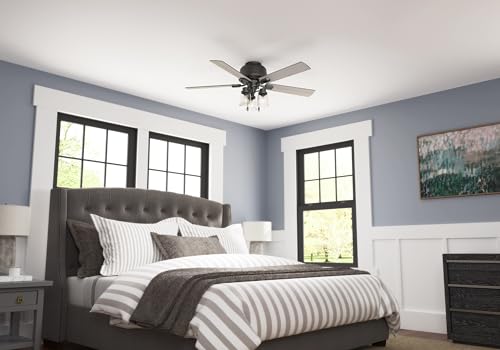 Hunter Hartland Low Profile Indoor Ceiling Fan with LED Lights and Pull Chain, 52", Noble Bronze