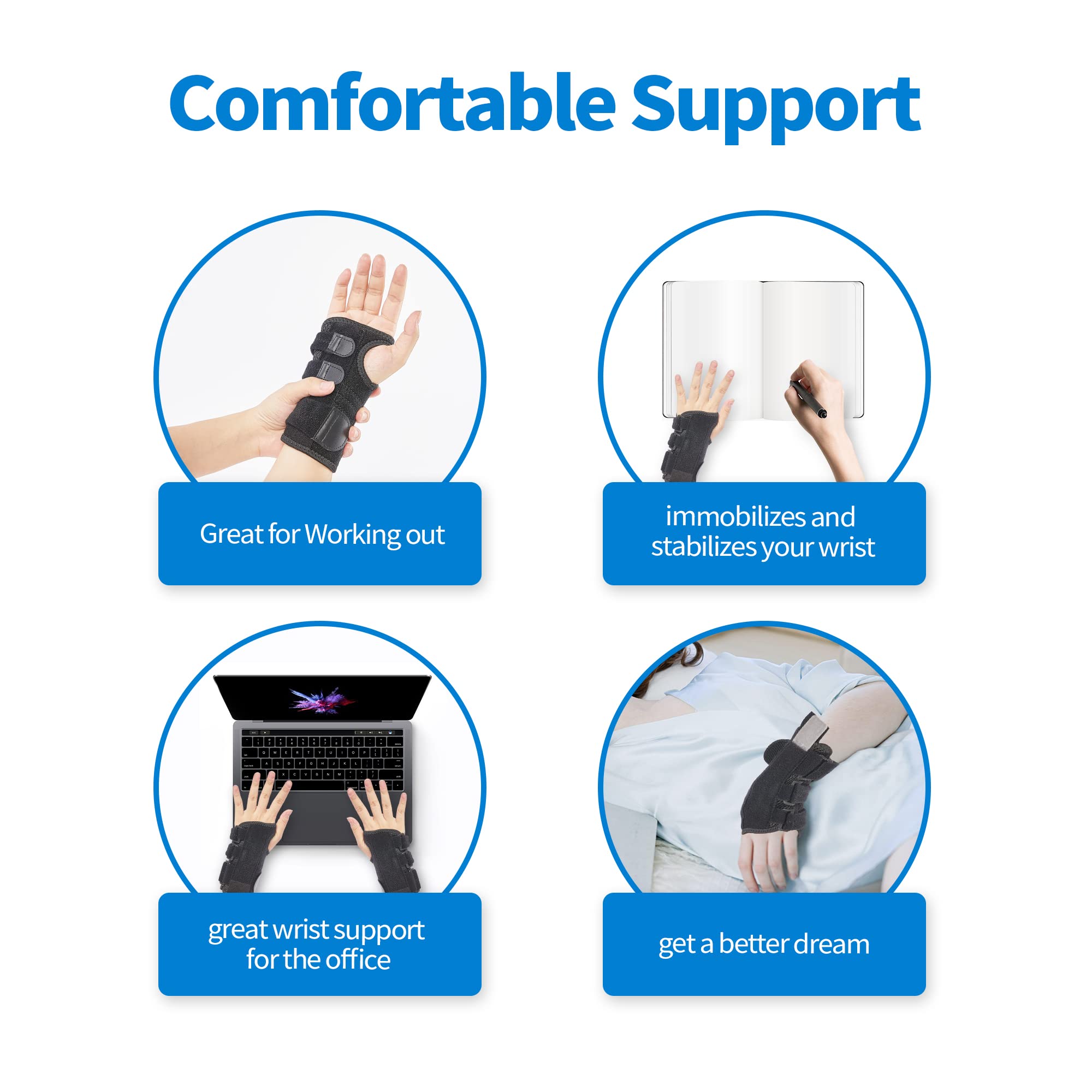 KUMBAZZ 2 Pack Wrist Brace for Carpal Tunnel Wrist Brace, Mouse Pad Wrist Support, Carpal Tunnel Wrist Brace Night Support for Arthritis, Tendonitis, Sprains