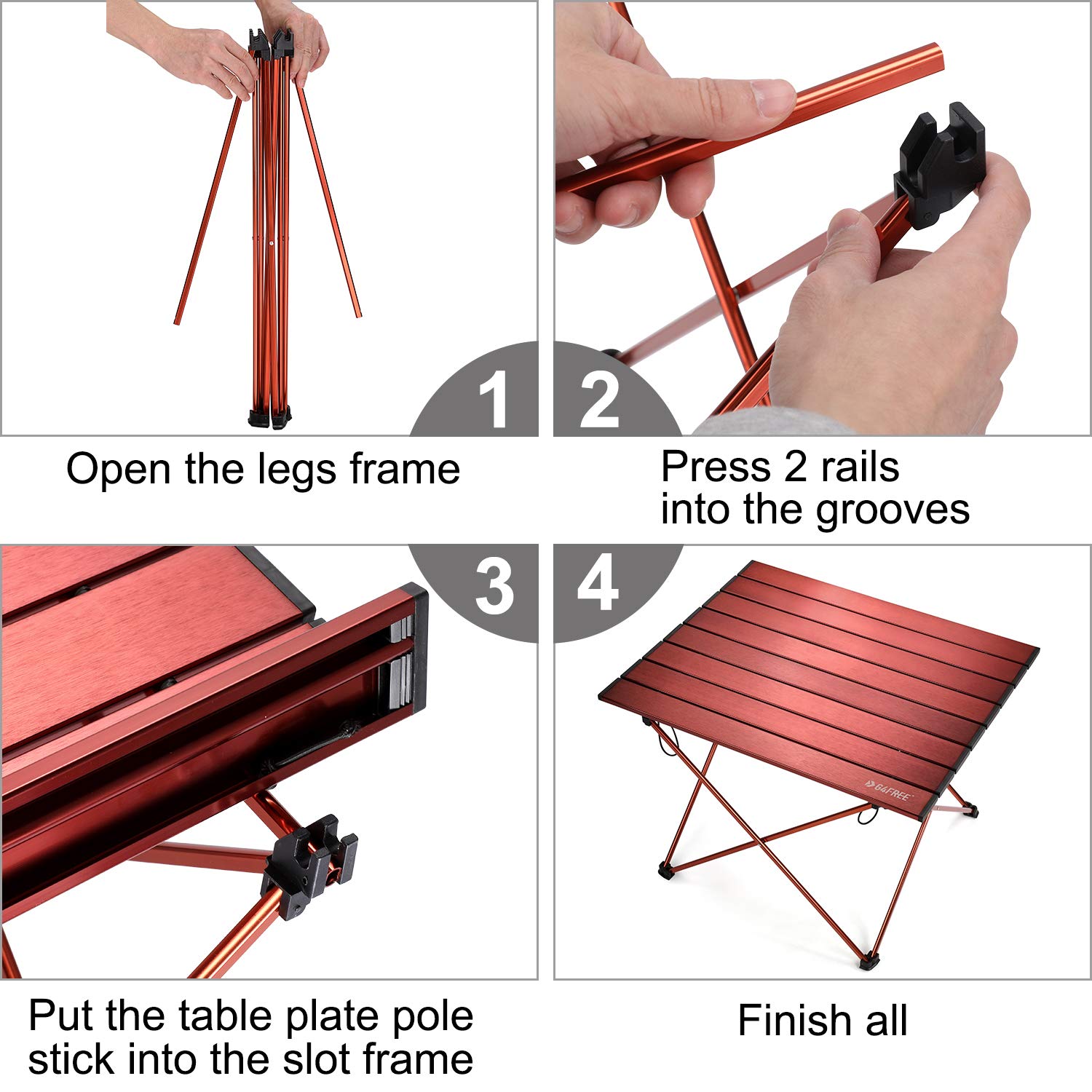 G4Free Portable Camping Table Aluminum Folding Table Compact Roll Up Tables with Carrying Bag for Outdoor Camping Hiking Picnic(Black Medium)