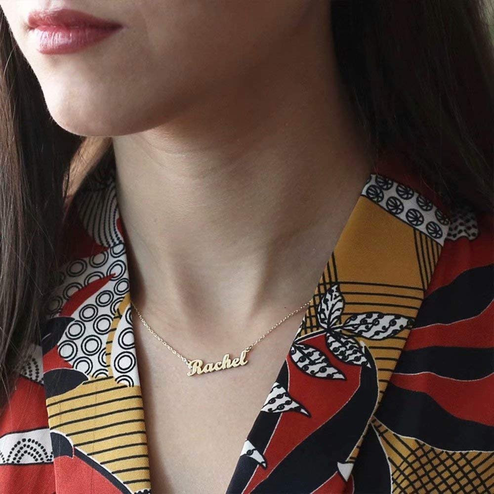 Hidepoo Jasmine Necklace - 18K Gold Plated Name Necklace Jasmine for Women Jewelry