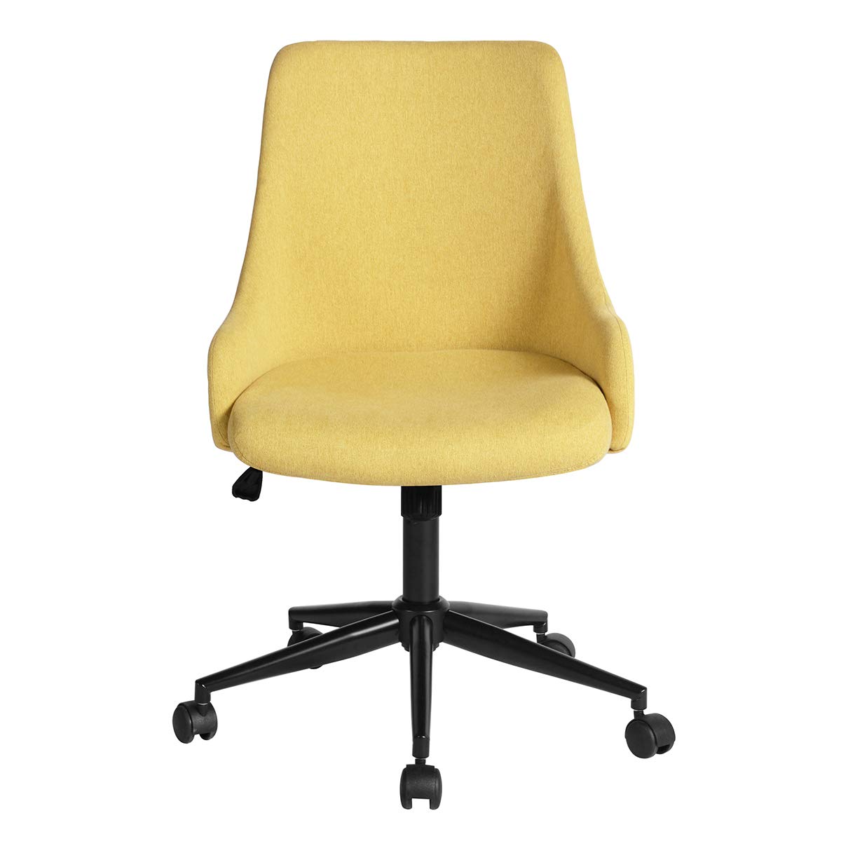 HOMYCASA Computer Chair Modern Upholstered Adjustable Height Swivel Desk Chair Mid Back Armrest for Home Office (Yellow)