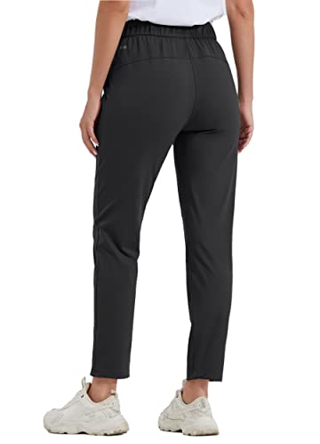 Willit Women's Golf Travel Pants Lounge Sweatpants 7/8 Athletic Pants Quick Dry On The Fly Pants Black M