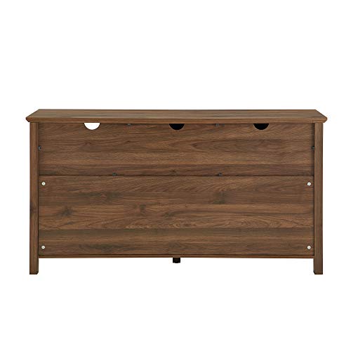 Walker Edison Modern Wood Grooved Buffet Sideboard with Open Storage-Entryway Serving Storage Cabinet Doors-Dining Room Console, 58 Inch, Dark Walnut