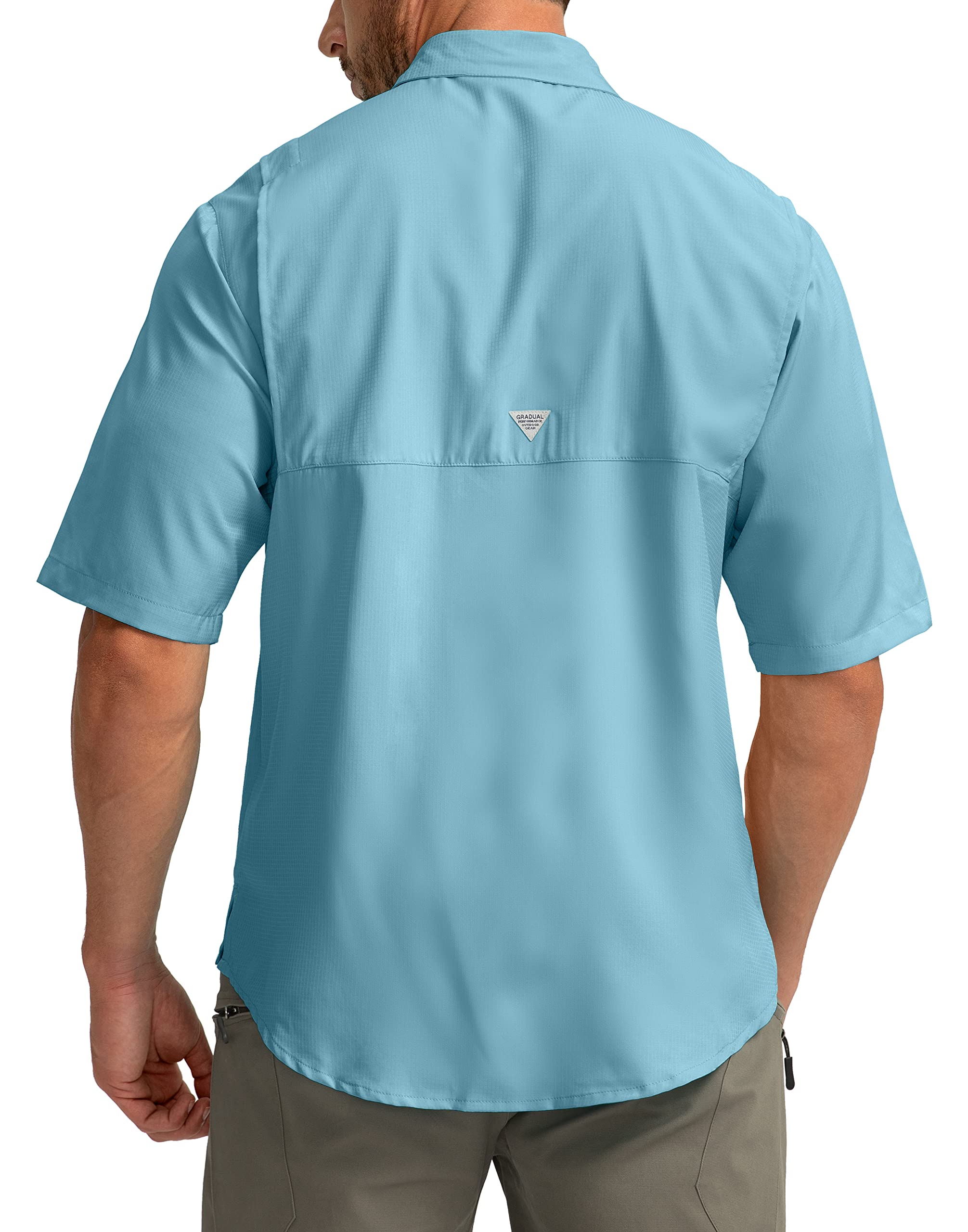 Men's Fishing Shirts with Zipper Pockets UPF 50+ Lightweight Cool Short Sleeve Button Down Shirts for Men Casual Hiking(Capri, 3X-Large-New)