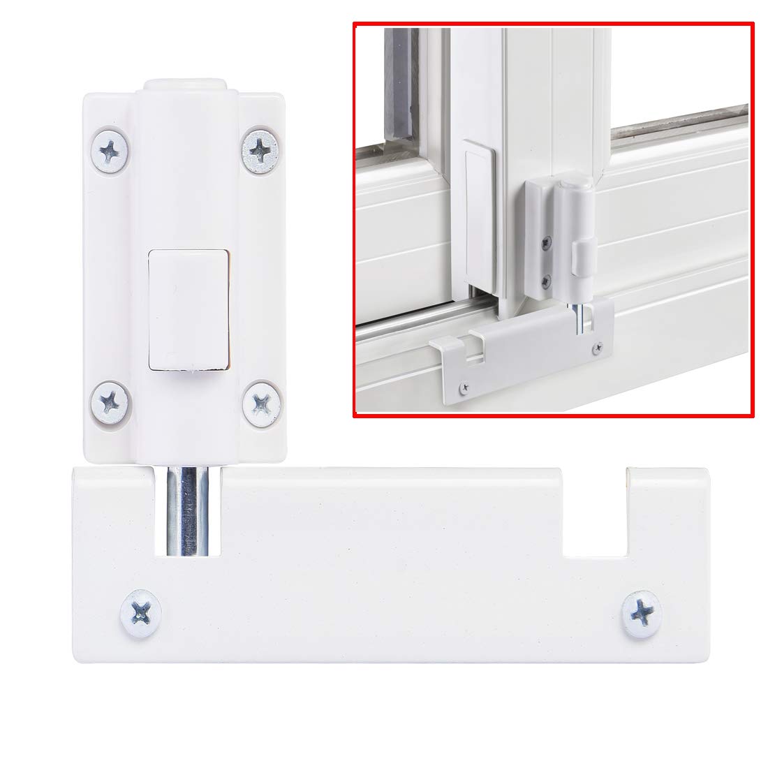 HauSun Patio Sliding Door Security Foot Lock Kick Lock, Fits on Top Rail-Childproof Patio Door Guardian-or Bottom Rail-Foot Operated-Keep Your Family Safe and Secure(1 Pack,White)
