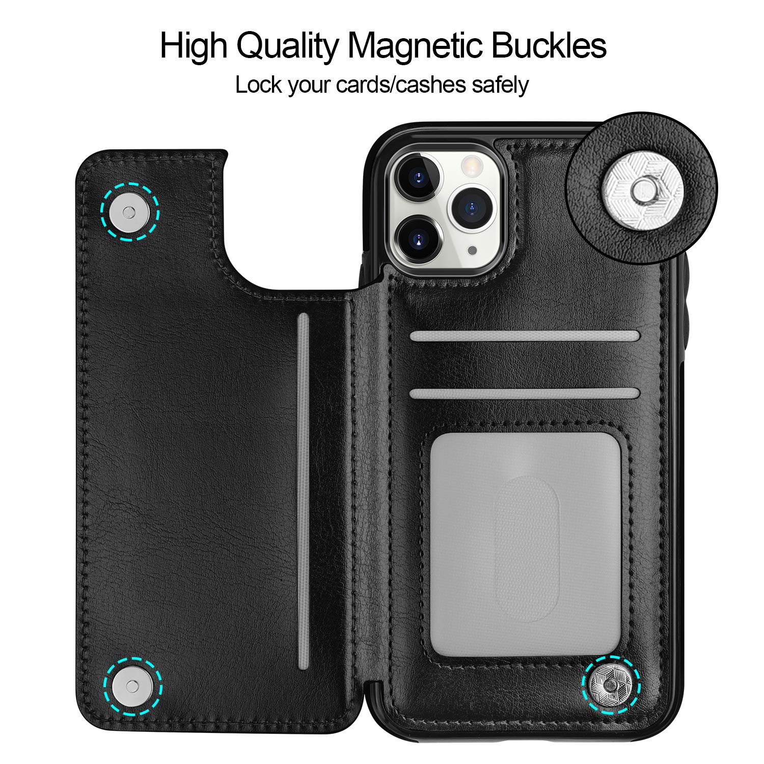 HianDier Wallet Case for iPhone 11 Pro Max Case Slim Protective Case with Credit Card Slot Holder Flip Folio Soft PU Leather Magnetic Closure Cover for 2019 iPhone 11 Pro Max 6.5 Inches, Mandala