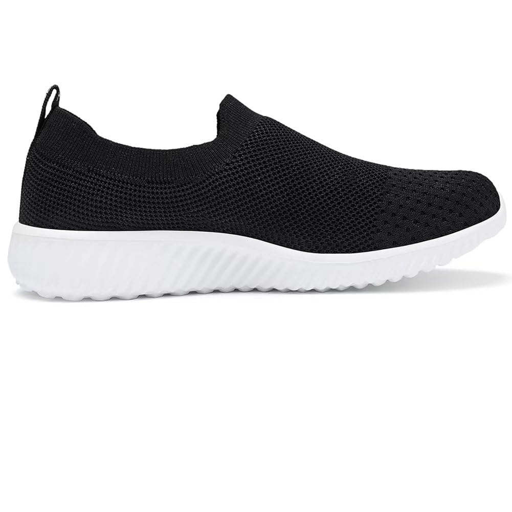 LANCROP Women's Walking Nurse Shoes - Mesh Slip on Comfortable Sneakers 5 US, Label 35 Black