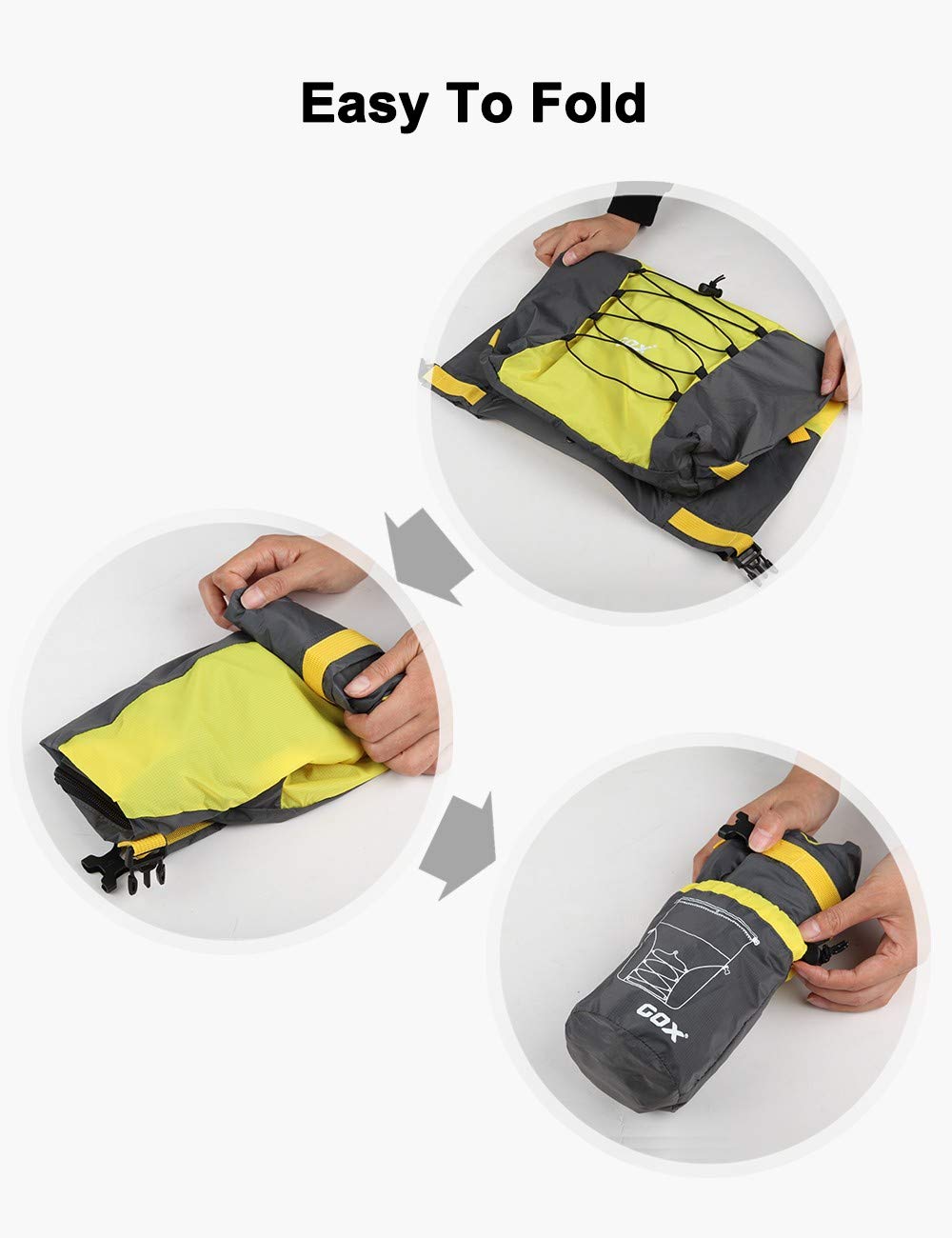 GOX Lightweight Packable Backpack Small Handy Travel Hiking Daypack(Yellow)
