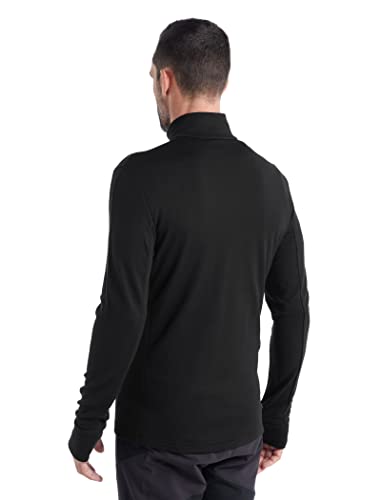 Icebreaker Merino Quantum III Men’s Full Zip Up Sweater, 100% Merino Wool, Comfy, Slim-Fit Zip Up Jacket for Men with Zippered Pockets, Thumb Loops - Premium Outdoor Sweat Shirt, Black, Medium