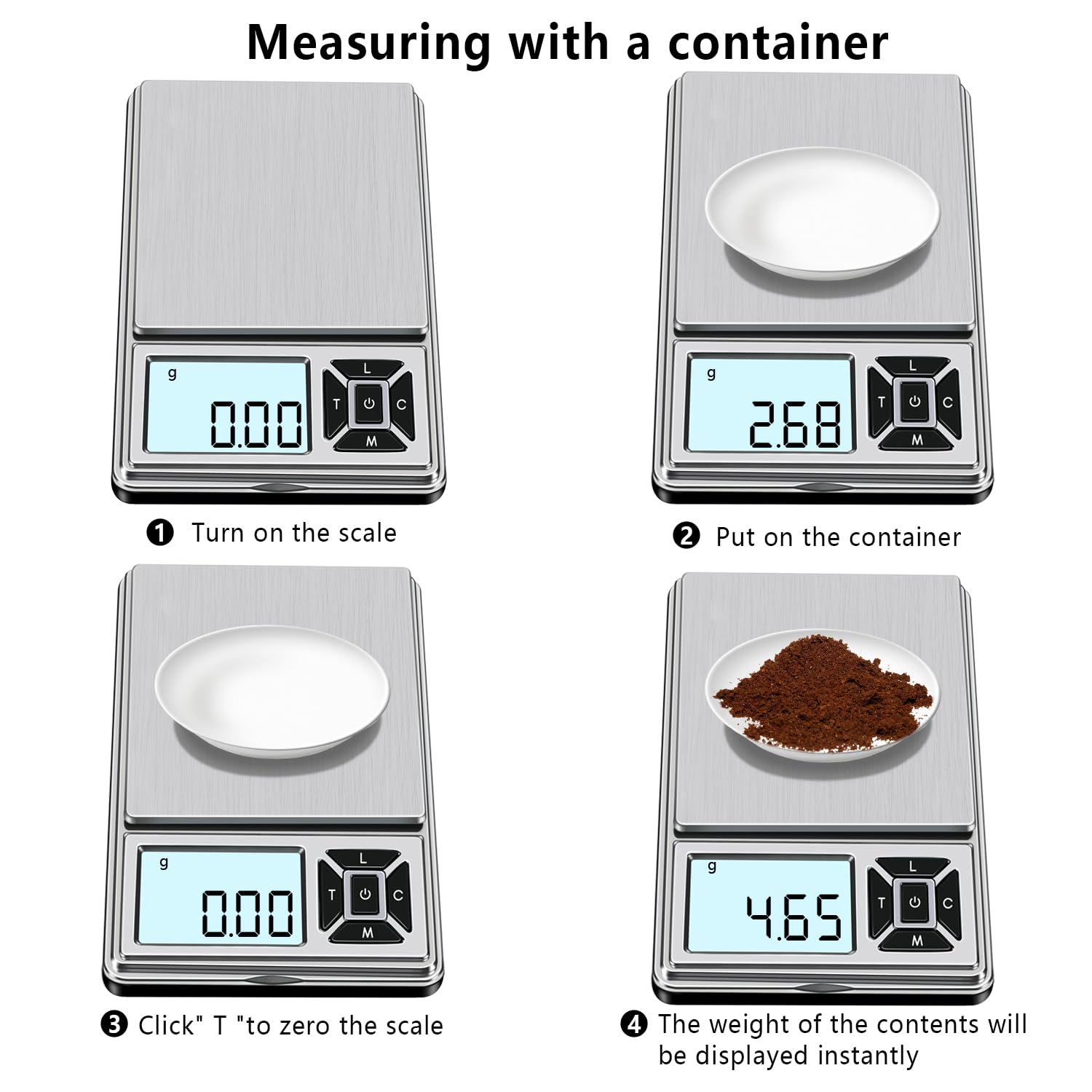 GRAM PRES Digital Pocket Gram Scale 300g x 0.01g Accuracy, Micro Mini High Precision Scale Digital Weight Grams and Oz for Jewelry, Diamond,Arrows, Powders, Herbs and Food,with 50g Cal Weights