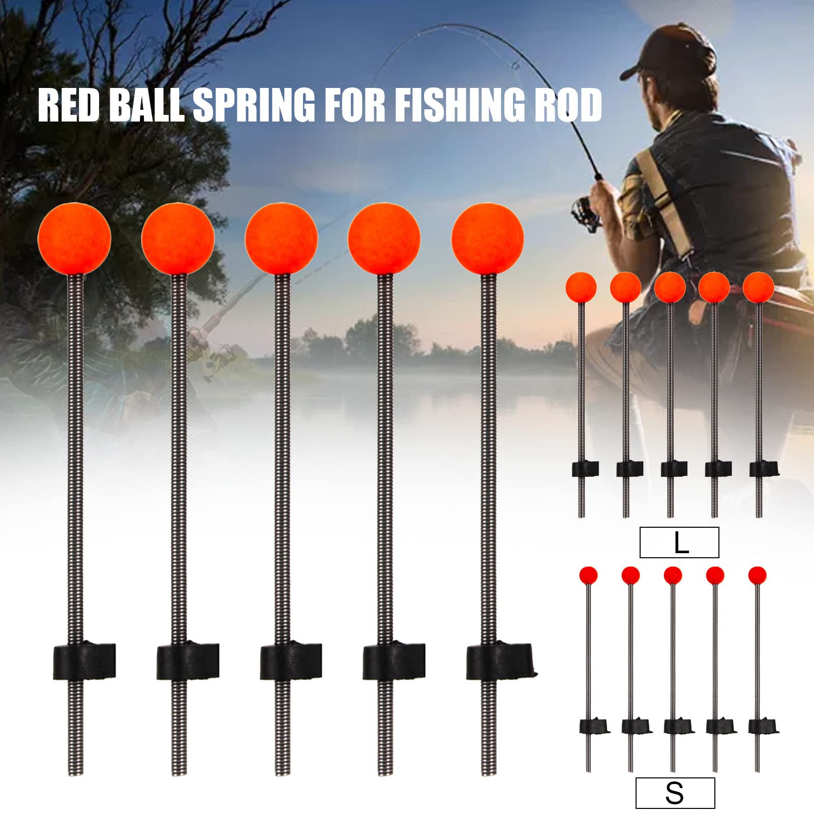 Hislaves Ice Fishing Tool,5Pcs Portable Red Ball Spring for Outdoor Winter Ice Fishing Rod Tools Equipment