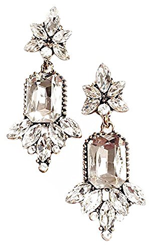 Gold Tone Art Deco Antique Vintage Retro 20s 30s Flapper Style Rhinestone Wedding Bridal Prom Earrings