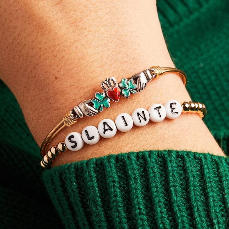 Luca + Danni Claddagh Medley Bangle Bracelet For Women - Brass Tone Regular Size Made in USA
