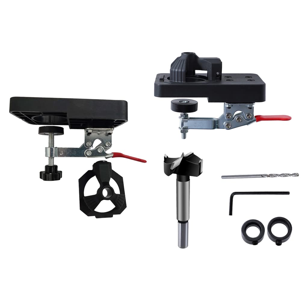 Hinge Boring Jig Woodworking Hole Drilling Guide Locator With Fixture Aluminum Hole Opener Template Door Cabinets Tools Boring Hole Drill Guide Dowel Jig Kit Hinge Hole Opener Woodworking 35mm Tool